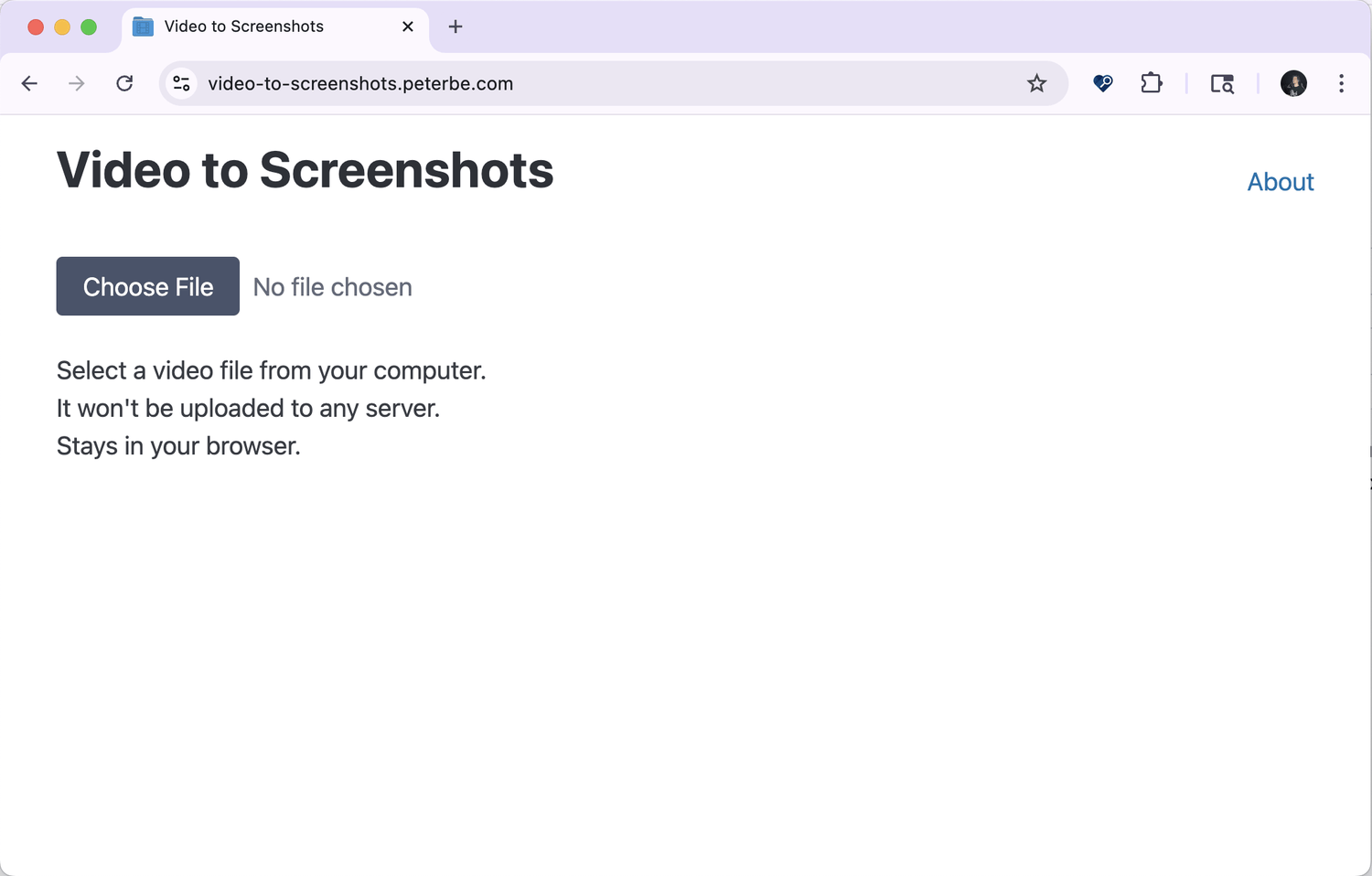 Video to Screenshots app - Peterbe.com