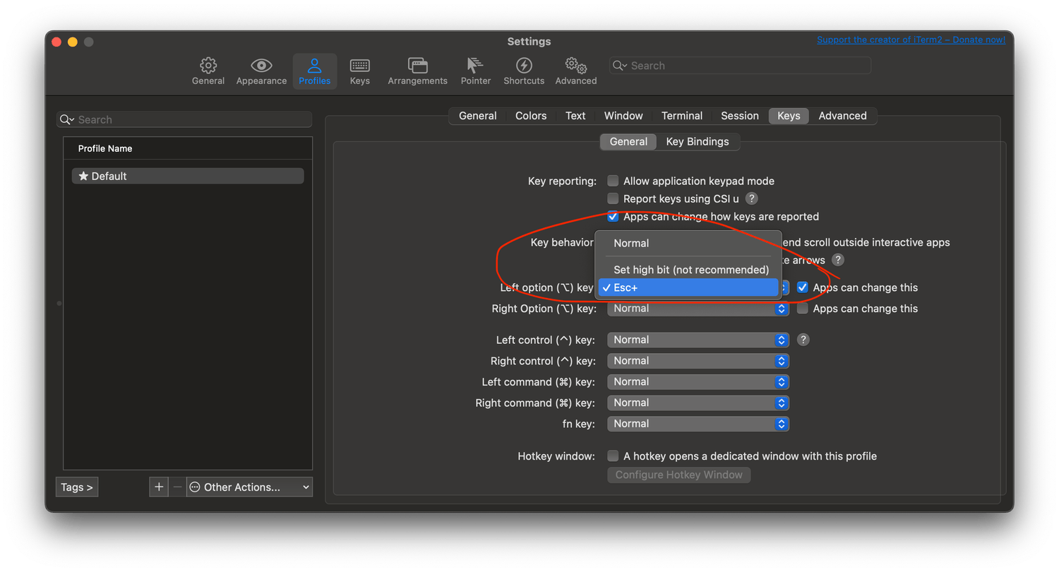 Set up iTerm to delete whole words on Option-Backspace - Peterbe.com