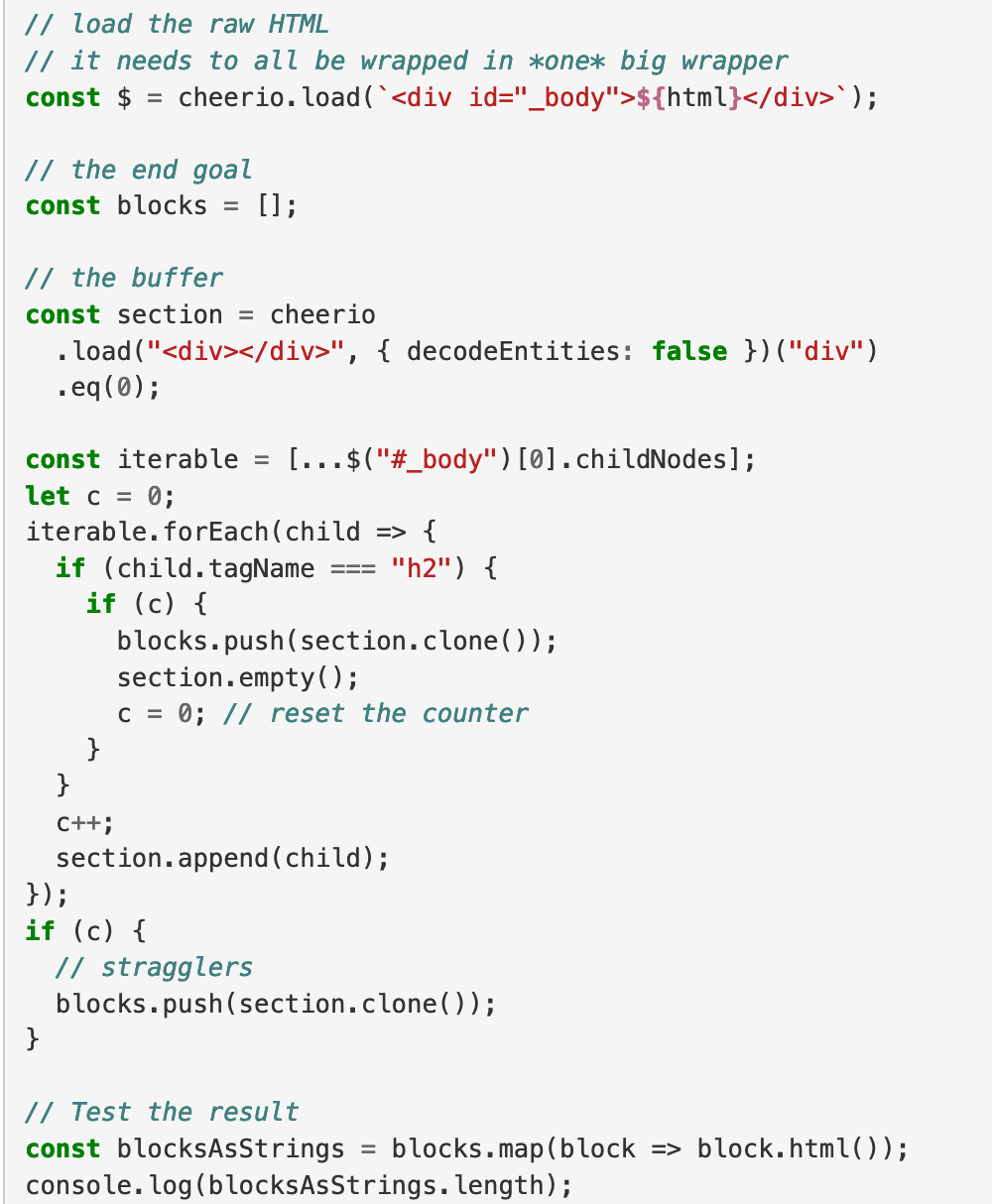 How To Split A Block Of Html With Cheerio In Nodejs 2536