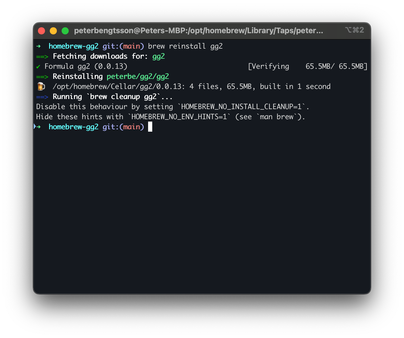 gg2 is now installable with Homebrew - Peterbe.com
